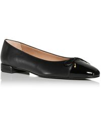 Stuart Weitzman Sleek Bow Ballet Flats Raffia And Leather in Natural | Lyst