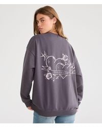 Aéropostale Cloud Soft Edgy Butterfly Crew Sweatshirt in Blue | Lyst