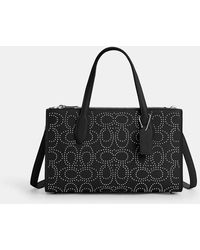 COACH Nina Small Tote Bag With Signature Rivets in Natural | Lyst