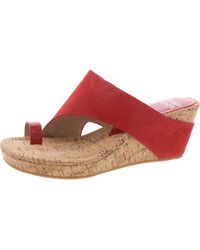 Donald J Pliner Toe Loop Cork Wedge Sandals in Blue | Lyst