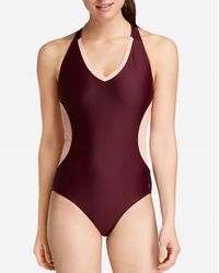 Danskin V-Neck Racerback Mesh Leotard One Piece Swimsuit in Black | Lyst
