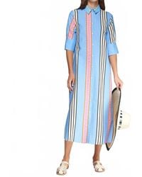 Vilagallo Fringe Button Front Coat in Blue | Lyst