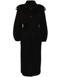 Mackage Ceyla Belted Wool-Felt Trench Coat in Black | Lyst