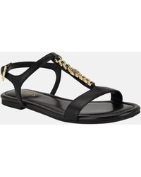 Guess Lookon Chain Strap Sandals in White | Lyst