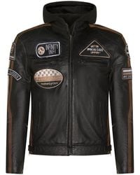 Infinity Leather Racing Hooded Leather Biker Jacket-Detroit in Blue for ...