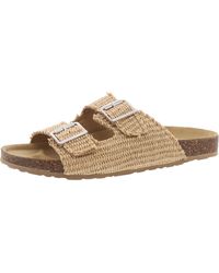 Steve Madden Santiago Woven Straw Slide Sandals in Pink | Lyst