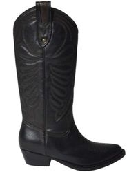 Paola D'arcano Dark Leather Ohio Cowboy Boots in Black | Lyst