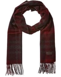 Hickey Freeman Plaid Colorblock Cashmere Fringe Scarf in Black for Men ...