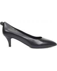 Ferragamo Kitten-Heel Leather Pump in Black | Lyst
