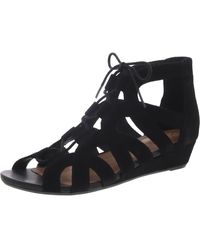 Clarks Parram Lux Suede Tie-Up Gladiator Sandals in Pink | Lyst