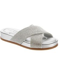 Easy Spirit Judy 5 Metallic Embellished Slide Sandals in Brown | Lyst