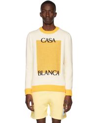 CASABLANCA Cotton Knit Brand Sweater in Light Blue (Blue) for Men - Lyst
