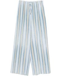 Ermanno Scervino Silk Pyjama Trousers Wide Leg Checked in Blue | Lyst UK