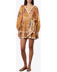 Zimmermann Frilled Mini Dress in Natural | Lyst
