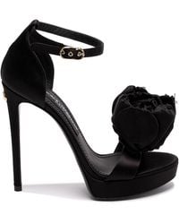 Dolce & Gabbana Keira Platform Heel Sandals Pompons Flowers in White ...