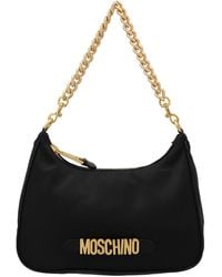 Moschino Logo-Print Shoulder Bag in Natural | Lyst UK