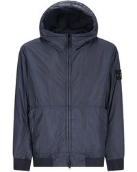 Stone Island Logo-Patch Bomber Jacket in Grey for Men | Lyst UK