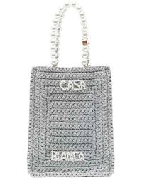 CASABLANCA Mini Gradient Wave Crochet Crossbody Bag Shoulder in White ...