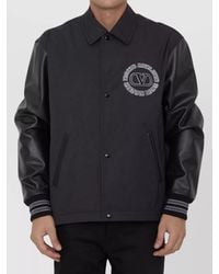 Valentino Garavani Butter And Camel Jacket With Vlogo Patch in Grey for ...