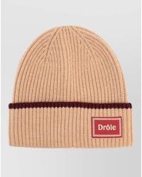 Drole de Monsieur Wool Beanie Hat Folded Cuff Ribbed in Grey for Men ...