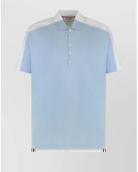 Thom Browne Short-Sleeved Polo Shirt Featuring Side Slits in Green for ...