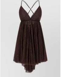 Elisabetta Franchi Lace-Overlay Handkerchief-Hem Asymmetric Dress in ...