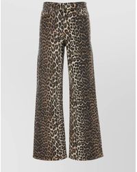 Ganni Baggy Jeans With Tiger Print And Belt Loops in Brown | Lyst UK