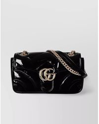 Gucci Quilted Chevron Shoulder Bag Chain Strap in Black | Lyst