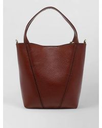 Chloé Small Spin Leather Bucket Bag in Brown | Lyst