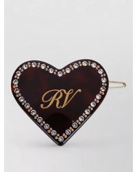 Roger Vivier Heart Strass Hair Clip in Black | Lyst