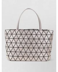 Issey Miyake Geometric Pattern Tote Bag Top Handles in White | Lyst UK