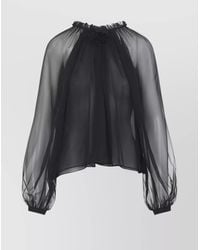 Alberta Ferretti Ruffled Buttoned Blouses in White | Lyst UK