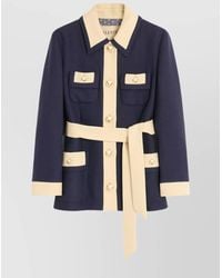 Valentino Garavani Collared Coat in Grey | Lyst UK