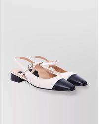 CAREL PARIS Block Heel Leather Ballerina Shoes in Blue | Lyst