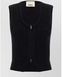 Isabel Marant Devima Ribbed Zip Vest in Black | Lyst UK