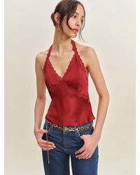 Reformation Avery Silk Top in Brown | Lyst UK