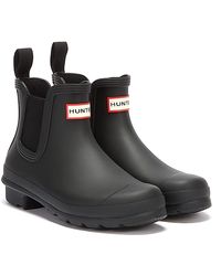HUNTER Comando Chelsea Wellies in Black | Lyst UK