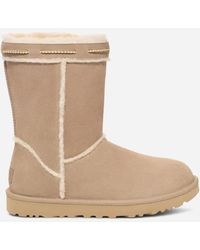 UGG Classic Short Shearling Braid Sheepskin Classic Boots in Brown | Lyst
