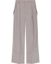 Victoria Beckham Wide Trousers in Natural | Lyst UK