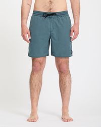 Volcom Center Elastic Waist Trunks in Blue for Men | Lyst