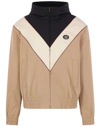 Valentino Garavani Butter And Camel Jacket With Vlogo Patch in Grey for ...