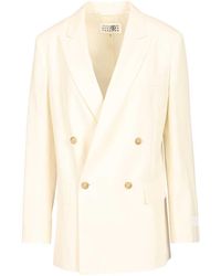 MM6 by Maison Margiela Double-Breasted Blazer Jackets in Black | Lyst UK