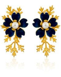 Milou Jewelry Flower Earrings With Branches in Red | Lyst