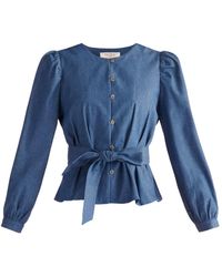 Light Blue Blouses for Women | Lyst