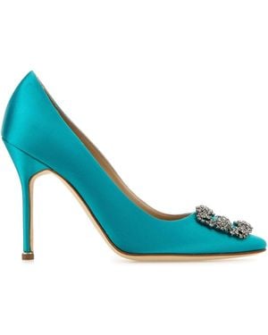 Designer Manolo Blahnik Hangisi 105 Satin Pumps for Women Designer Manolo Blahnik Hangisi 105 Satin Pumps for Women