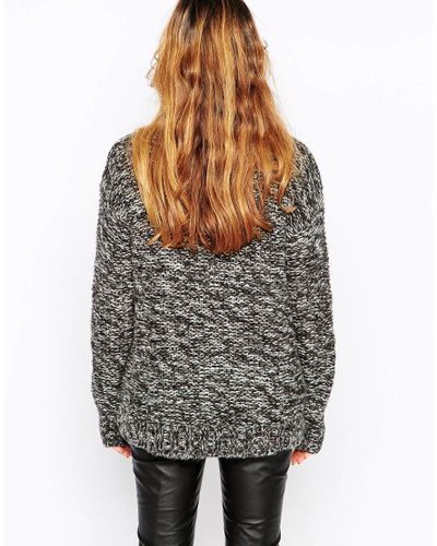 Minimum Round Neck Chunky Knit Sweater in Black - Lyst