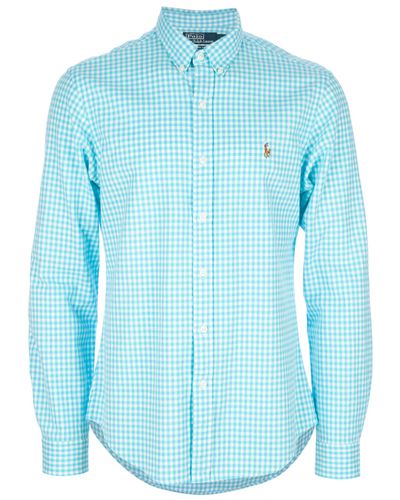 Polo Ralph Lauren Button Down Checked Shirt In Blue For Men Lyst