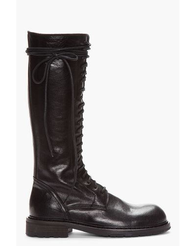 Ann Demeulemeester Tall Black Leather Lace_up Boots for Men | Lyst