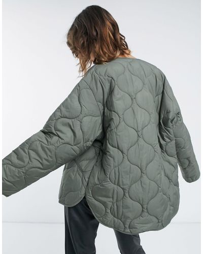 Mango Quilted Puffer Jacket in Green - Lyst