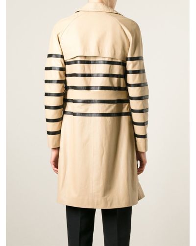 Each x Other Leather-Striped Trench Coat in Natural - Lyst
